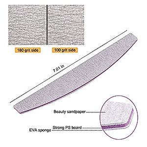 15 PCS Nail Files and Sanding Buffers Set - Sanluba Professional Manicure Tool 100 180 Grit Emery Boards 3 Sided Coarse Buffing Block 60/80 for Gel Acrylic Nails for Natural Nail Purple