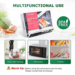 FRESKO Vacuum Sealer Bags Pint Size 100 Pack 6"x10", Seal a Meal Vac Sealers, Sous Vide Vacuum Safe, BPA Free, Heavy Duty Commercial Grade, Precut Storage Bag Universal Design