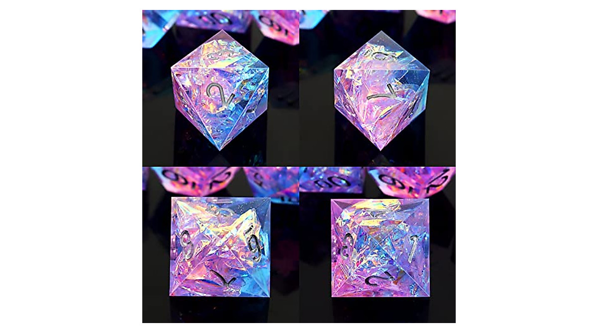 Haxtec Sparkling Sharp Edge DND Dice Set - Enchanted