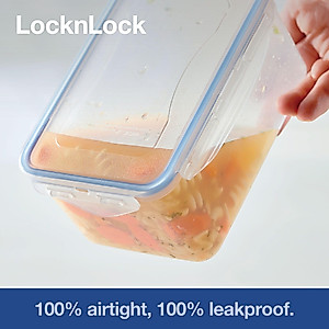 LocknLock Rectangular Food Containers with Lids Set of 3 - Plastic Airtight & Watertight Food Storage Containers, BPA Free & Dishwasher Safe, 3 x 1L, Blue