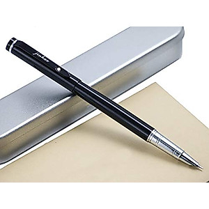 JinHao 101 Black Fountain Pen Set 0.38mm Extra Fine Nib Writing Calligraphy Ink Pens with Metal Pen Case