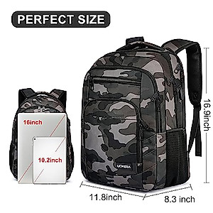 Liokesa Laptop Backpack for Men, Large School Backpack for Teens, Business Slim Laptop Backpack with USB Charging Port, 15.6 Inch Anti Theft Water Resistant College Bookbag Computer Bag Daypack, Camo
