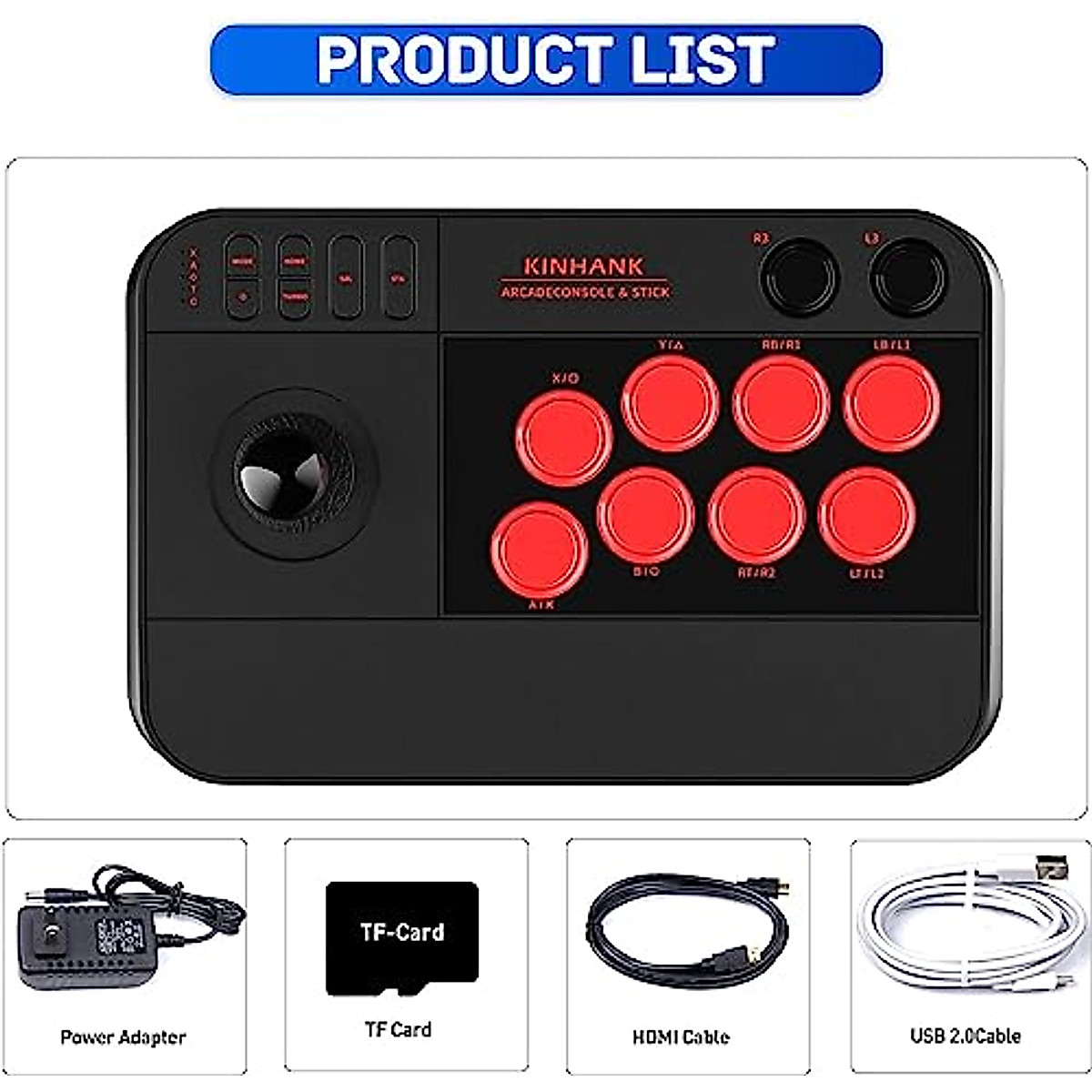 Super Console X3 Arcade Stick, 50000 Retro Games Pre Loaded Arcade Fight Stick, Plug & Play 3D Joystick, 3 Syetem in 1