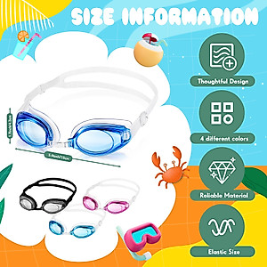 Kanayu 72 Pairs Swimming Goggles for Adult with 72 Set Ear Plug and Nose Clips Youth Anti Fog Water Sport Swim Goggles No Leaking Wide Vision Swim Glasses, 4 Color