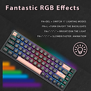 EPOMAKER 3068B Plus Black & Pink 65% Hot-Swap 2.4Ghz Wireless/Bluetooth/Wired Mechanical Gaming Keyboard with RGB Backlight, Double-Shot PBT Keycaps for Gamers/Mac/Win(CS Jelly Pink
