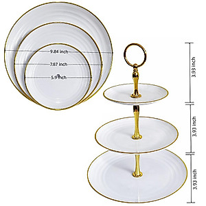 Cupcake Stand, Plastic 3 Tier Cupcake Stand Dessert Plates Cake Fruit Candy Display Tower Reusable Pastry Platter for Wedding Birthday Baby Shower Tea Party Decorations (White - 2 Pack)