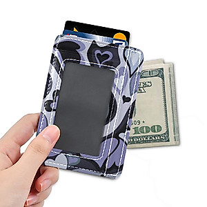 susiyo Slim Minimalist Wallets Rfid Blocking Card Wallets PU Leather Front Pocket Wallets for Men and Women (Purple Hearts)