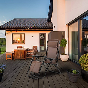 FDW Zero Gravity Chairs Set of 2 Lounge Patio Chairs Outdoor Yard Beach (Brown)