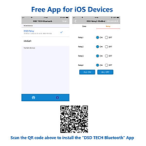 DSD TECH 4 Channels Bluetooth Relay Module for Remote Control Switch Compatible with iPhone and Android 4.3 (12V)