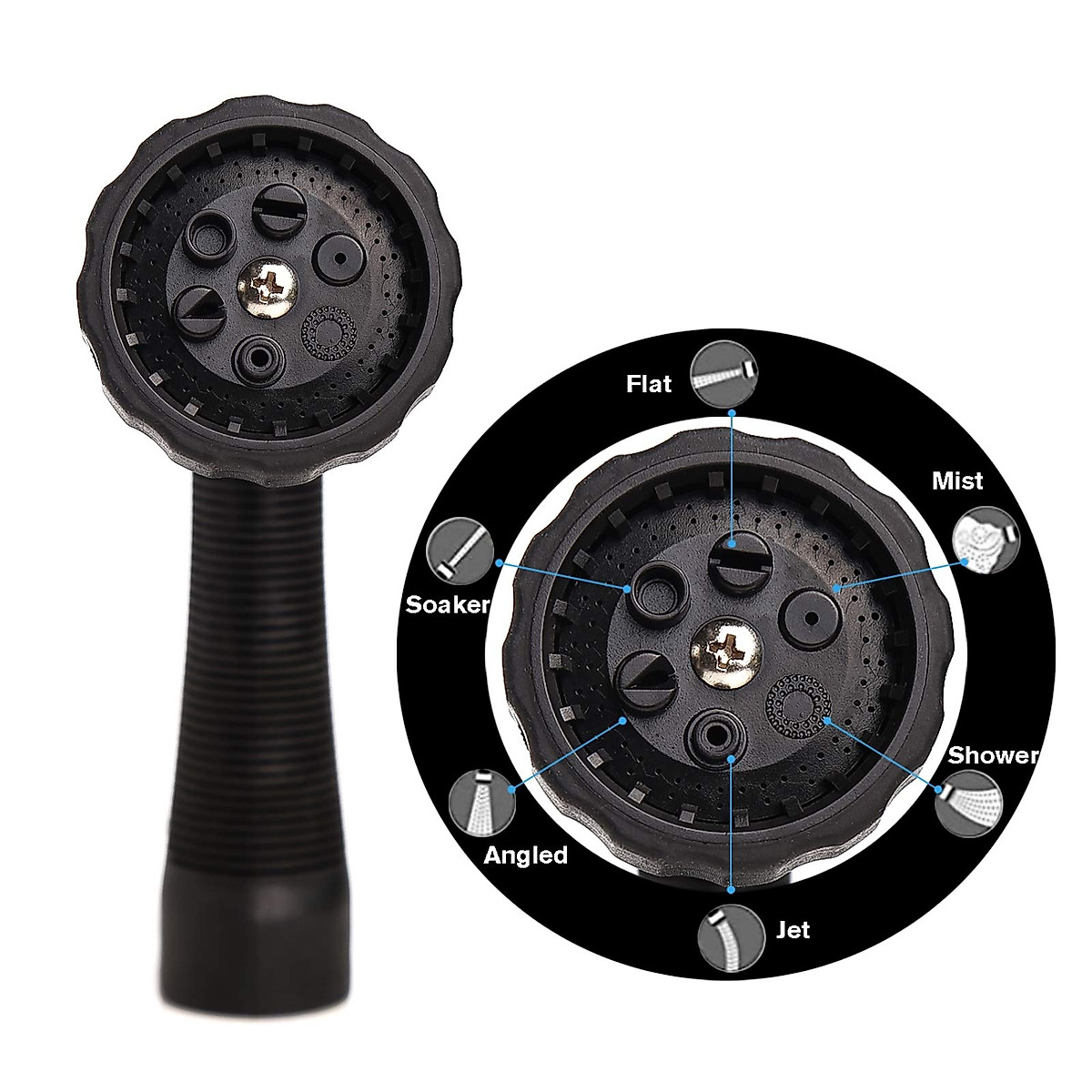 GREEN MOUNT Water Hose Nozzle Spray Nozzle, Metal Garden Hose Nozzle with Adjustable Spray Patterns, Perfect for Watering Plants, Washing Cars