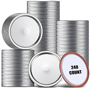 Nuogo 240 Pcs Wide Mouth Mason Jar Lids Canning Lids with Silicone Sealing Ring Split Type Airtight Jar Lids Mouth for Canning Food Fruits Jams Supplies