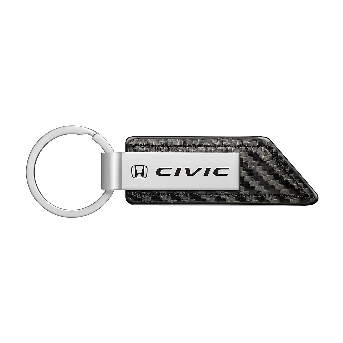 iPick Image Compatible with Honda Civic Carbon Fiber Texture Black PU Leather Strap Key Chain