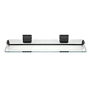 MODONA Glass Wall Shelf with Rail – Rubbed Bronze – 5 Year Warrantee