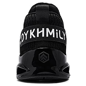 DYKHMATE Steel Toe Shoes for Men Women Lightweight Fashion Safety Sneakers Breathable Comfortable Safety Toe Slip On Tennis Shoes for Work (9, Black White)
