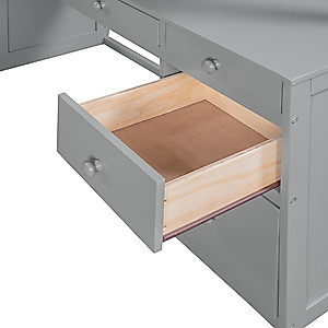 CITYLIGHT Full Loft Bed with Desk and Shelves,Wooden Full Size Loft Bed with Desk and Storage Drawers, Space Saving Loft Bed Full for Kids Girls Boys (Full,Grey)