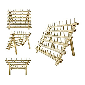 wennuo 60 Spools Wooden Thread Rack/Braiding Hair Rack/Thread Holder Organizer with Hanging Hooks for Embroidery, Hair Rack for braiding Hair and Sewing Threads (60 Spools)