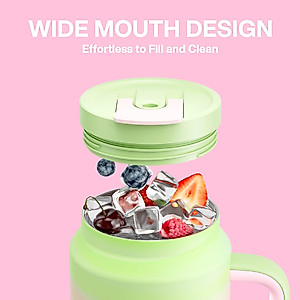 ENCOOL 50 oz Tumbler with Handle and Straw, 100% Leak-Proof Insulated Cup Large Water Bottle with 2-in-1 Lid, Reusable Stainless Steel Travel Mug Water Jug, Non-slip Base, BPA-Free （Fairy）