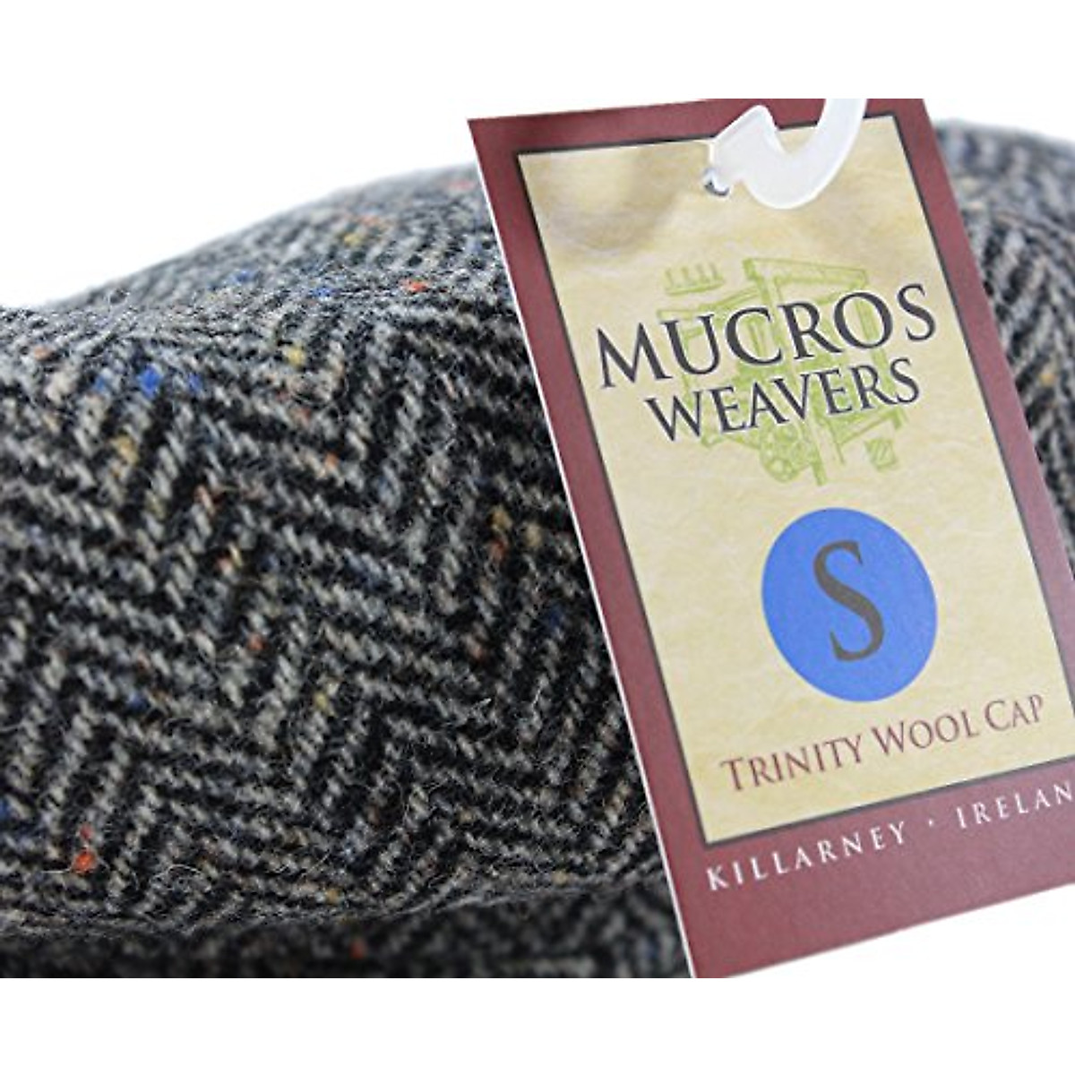 Mucros Weavers Men’s Irish Flat Cap Wool Grey Herringbone Made in Ireland XL