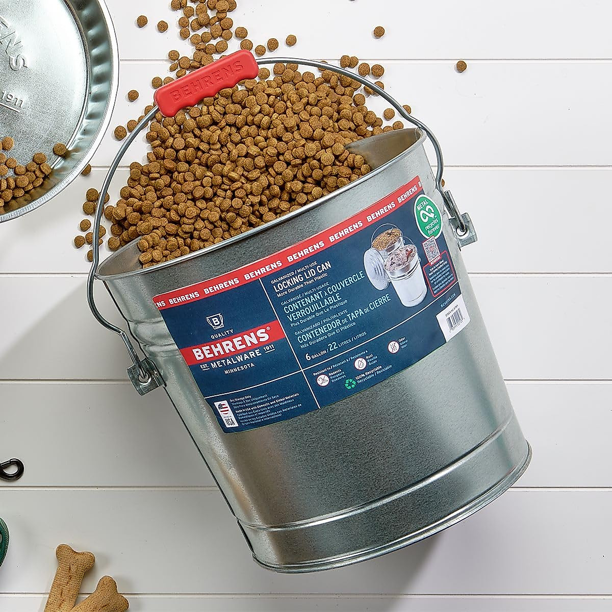 Behrens 6 Gallon Rust-Proof Steel Locking Lid Trash Can(6 gal) Made in USA