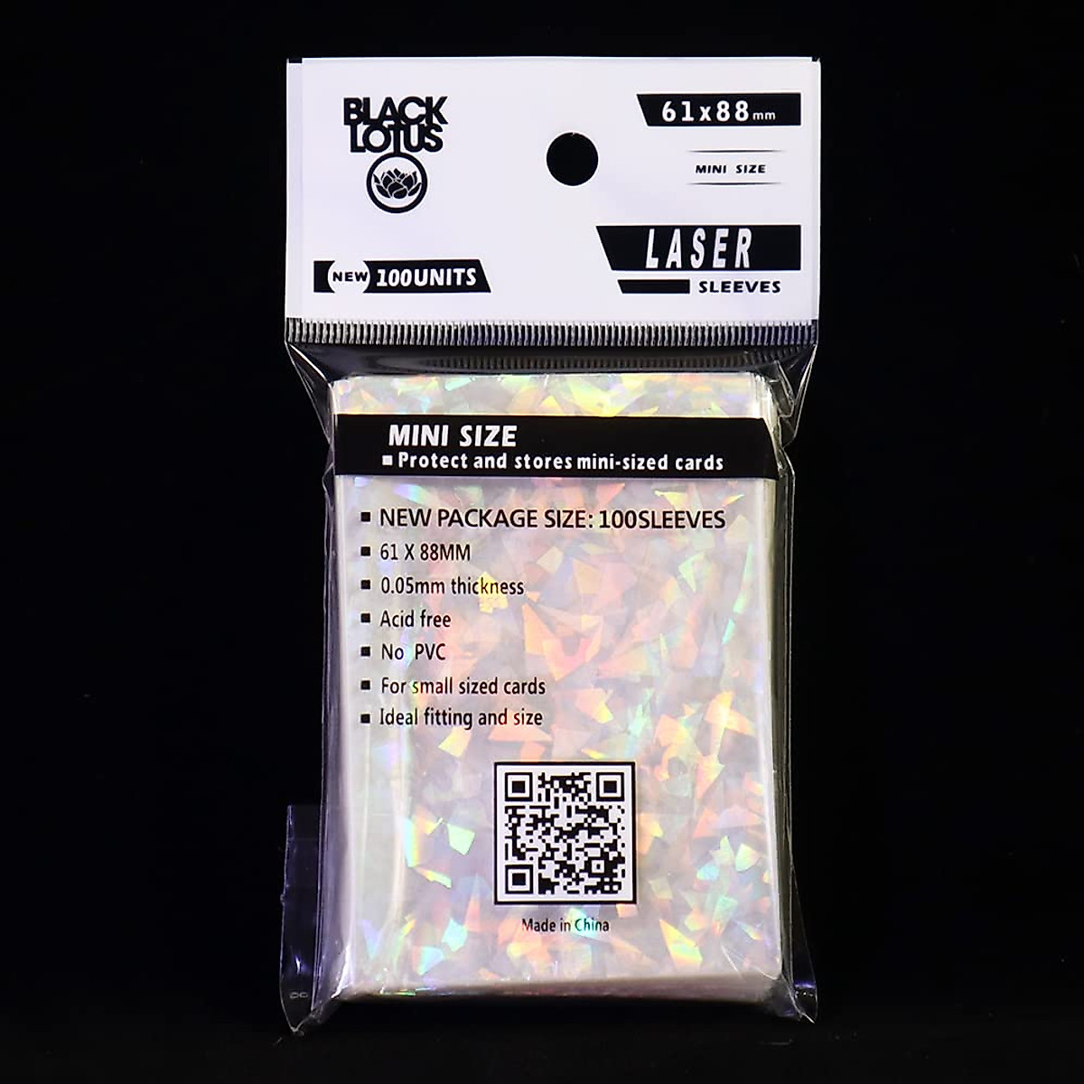 Black Lotus 100pcs Broken Glass Gemstone Laser Flashing Card Film Holographic Idol Photo Sleeves Ultra Super Protector (61x88mm)