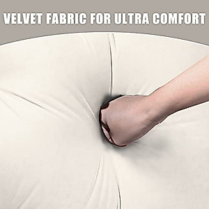 Magic Home 83.85 Inch Velvet Sofa Couch,Mid-Century Loveseat Sofa, Upholstered Living Room Sofa with Removable Cushion for Living Room Bedroom Apartment (Beige)