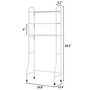 JSB 3 Tier Metal Bathroom Storage Rack Over The Toilet Storage Shelves Multifunctional Bathroom Organizer Finishing Shelf, Space Saver Bathroom Shelf with Toilet Paper Rack (White, 3 Tier)