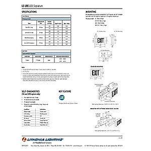 Lithonia Lighting LE S 1 R EL N SD LED Aluminum Emergency Exit Sign, 2 watts, Silver