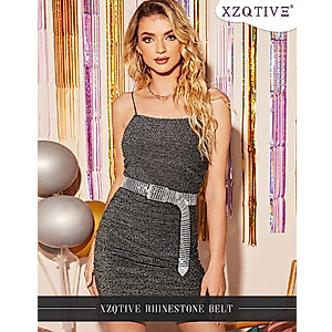 XZQTIVE Women Crystal Belt Rhinestone Shiny Diamond Bling Glitter Chain Waist Belt for Jeans Dresses Pants Silver Gold