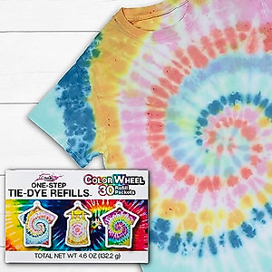 Tulip One-Step Tie-Dye Refills, Color Wheel, Permanent Fabric Dye, 30 Pack