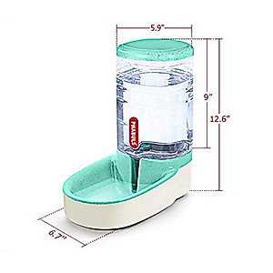 PHABULS Dog Water Dispenser 1 Gallon Pet Water Dispenser Automatic Cat Feeder Large Capacity for Small and Medium Sized Pets（Green Water）