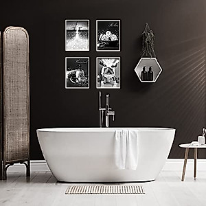 UKZMN Fashion Wall Art Bathroom Decor Glam Glitter Art Prints Balck and White Bathroom Artwork for Wall Black and White Modern Women Funny Bathroom Wall decor Painting Wall Art For Living Room Set of 4 (black, 8*12 Unframed)