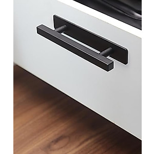 RVPEKUPE Adhesive Cabinet Handles Adhesive Door Handle Self Stick Drawer Pulls Stick on Handles for Cabinets Sliding Shower Door Handle, Peel and Stick Cabinet Pull - 6", 2 Pack, Black