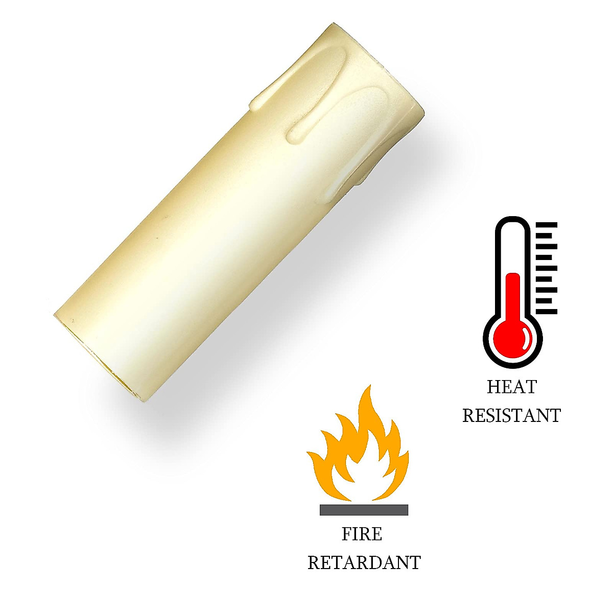 Ciata - 12 Pack - 4 inch Ivory Plastic Drip Candle Covers with 13/16 inch Inside Diameter and 7/8 inch Outside Diameter (4 inch, Ivory)