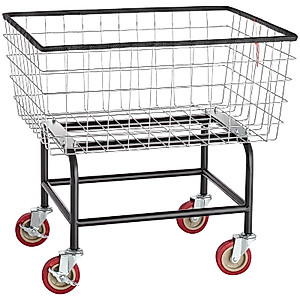 VEVOR Wire Laundry Cart, 2.8Bushel Wire Laundry Basket with Wheels, 26.7''x21.7''x26.4'' Commercial Wire Laundry Basket Cart, Steel Frame with Chrome Finish, 4" Casters, Wire Basket Cart For Laundry