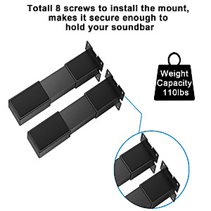 Adjustable Universal Soundbar Mount Bracket Shelf- Extends 4.92" to 7.09" Sound Bar Mount for Samsung, Onn, Roku, JBL, Vizio, Sony, Bose and More Brands, Soundbar Wall Mount Mounting Brackets Kit