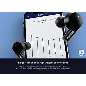 Philips T5505 Wireless Earbuds with Active Noise Canceling (ANC) and IPX5 Water Resistance, Black
