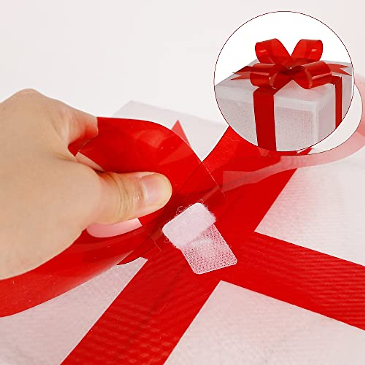 ATDAWN 60 LED Lighted Gift Boxes Christmas Decorations, Transparent Lighted Present Boxes, Christmas Home Gift Box Decorations, Warm White