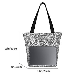 Silver Glitter Women's Shoulder Handbag Beach Tote Bag Storage Handle Bag