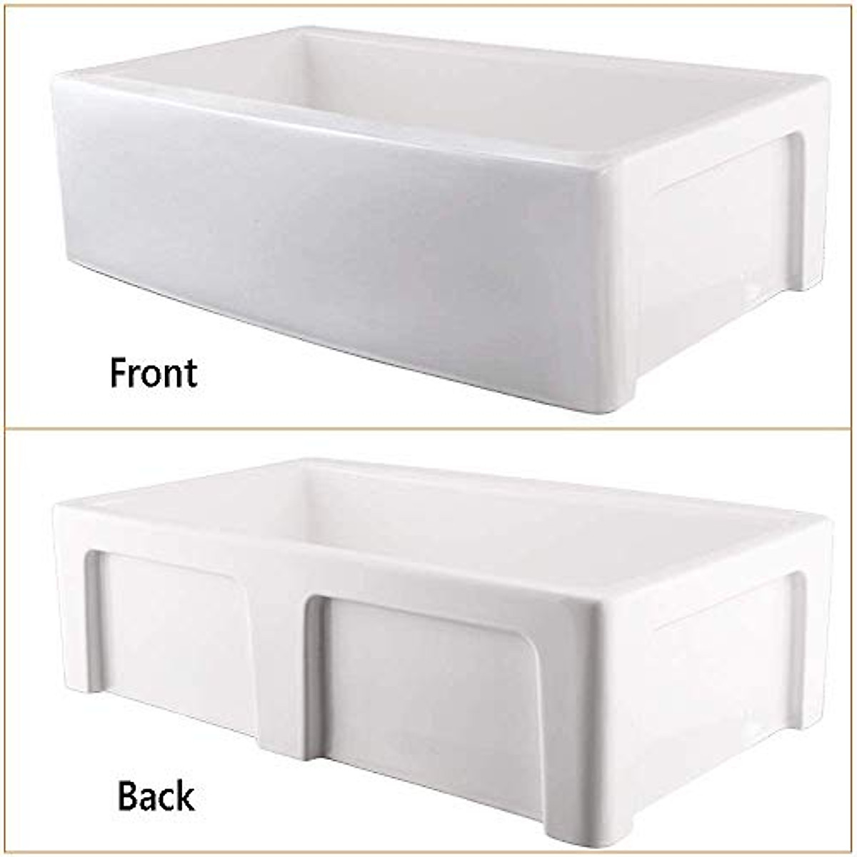 33 Inch White Farmhouse Sink-Hovheir 33x21 Fireclay Farmhouse Kitchen Sink Handcrafted Apron Front Farmhouse Sink Single Bowl Farm Sink White Farmers Sink Extra Deep Wide Curved Front Rustic Sink