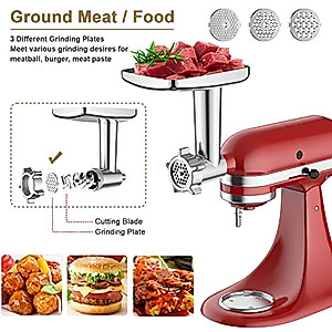 Meat Grinder & Slicer Shredder Attachments for KitchenAid Stand Mixer, Metal Food Grinder and Sausage Stuffer Accessory and Slicer Shredder Set, For Kitchenaid Mixer Attachments by Innomoon