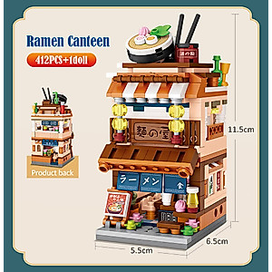 Japanese Street View Ramen Shop Building Kits, 412 PCS Modular House Building Set Mini DIY Building Model Set, Architecture Modular Construction Set Not Compatible with Lego