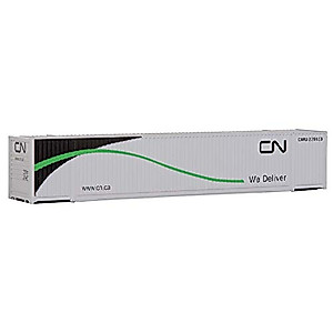 Walthers SceneMaster HO Scale Model of Canadian National (White, Black, Green) 53' Singamas Corrugated Side Container,949-8501