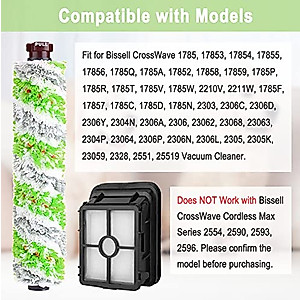 Bvhonwe 8 Pack Replacement Parts for Bissell CrossWave Pet Pro 2306A & CrossWave 1785 Series Vacuum Cleaner, 4 Pack 2460 Brush Rolls, 4 Pack 1866 Filters, Compare to Part 1613568&161-3568, 1608684