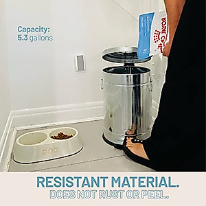 AWENN Step Trash Can with Lid and Pedal 20 Liter / 5.3 Gallon, Vintage Garbage Bin for Kitchen, Office, Home, Pet Waste Container - Retro Metal Wastebasket W/Step Pedal, Silver