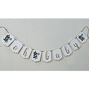 Oh Baby Greenery Banner,Baby Shower Decor,Party Garland,Mini Banner