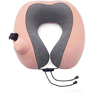 PATINS Inflatable Travel Pillow Neck Cushion for Airplane or Car Travel,Washable Pillowcase U Shaped Office Napping Pillow with Earplugs and Eye Mask for Airplanes Cars Buses Trains Office