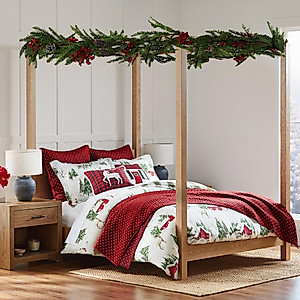 Levtex Home - Tatum Pines Duvet Cover Set - King Duvet Cover + Two King Pillow Cases - Christmas Cabin - Red, Green, Brown, White - Duvet Cover (106 x 94in.) and Pillow Case (36 x 20in.) - Cotton