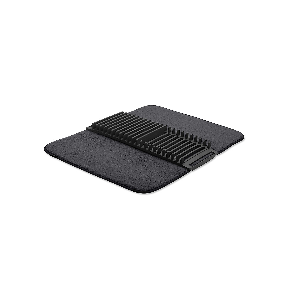 Umbra UDRY, 24 x 18 inches Rack and Microfiber Dish Drying Mat-Space-Saving Lightweight Design Folds Up for Easy Storage, Black