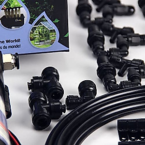 MistKing MKAMS5-125-300 5th Generation Advanced Misting System for Patio, Greenhouse, or Terrarium Cooling with Small Reservoir Filter