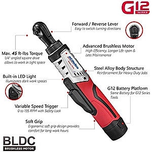 ACDelco G12 Series 2-Tool Combo Kit- 1/4" & 3/8" Brushless Ratchet Wrench, ARW12103-K8